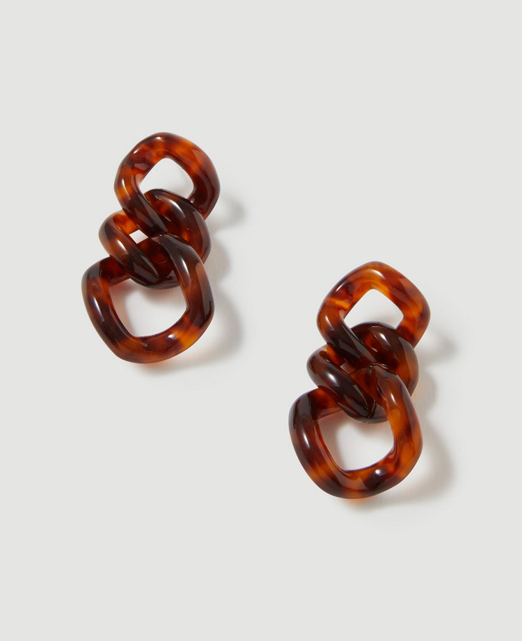 Tortoiseshell Print Link Drop Earrings