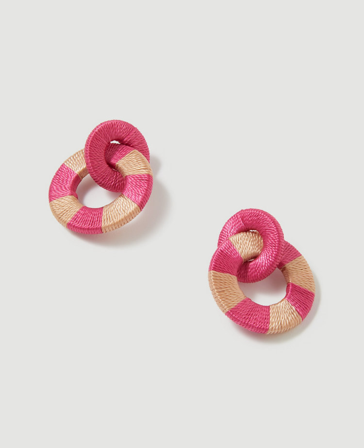 Striped Thread Wrapped Drop Earrings