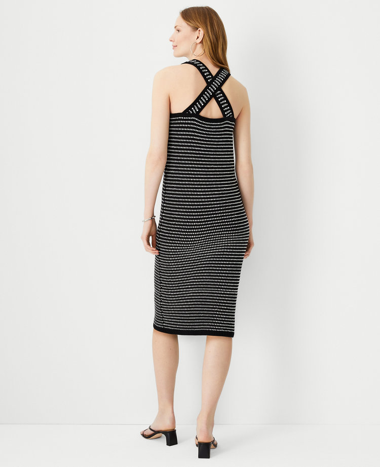 Contrast Stripe Square Neck Sweater Dress