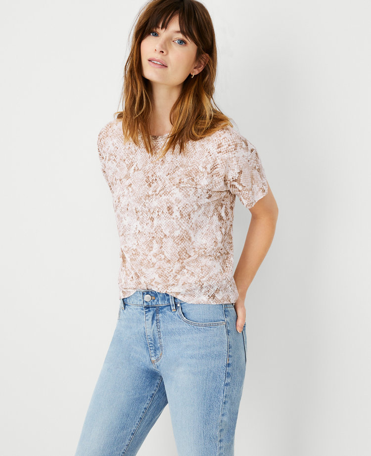 Python Print Cropped Linen Tee