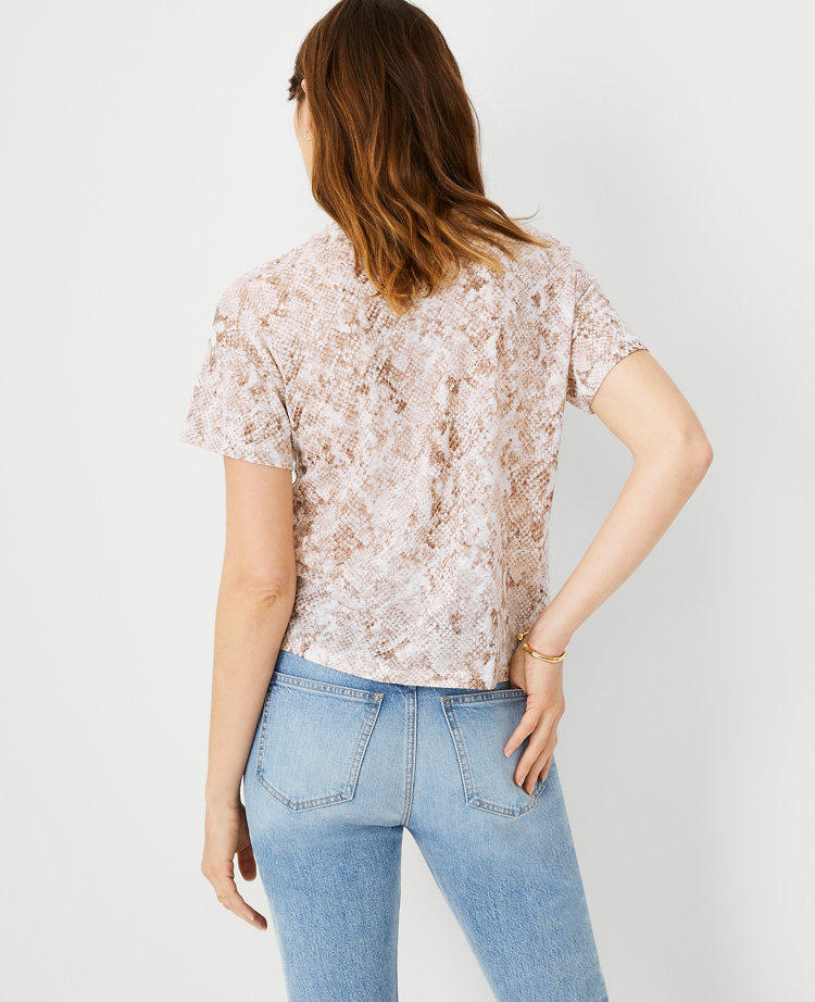 Python Print Cropped Linen Tee