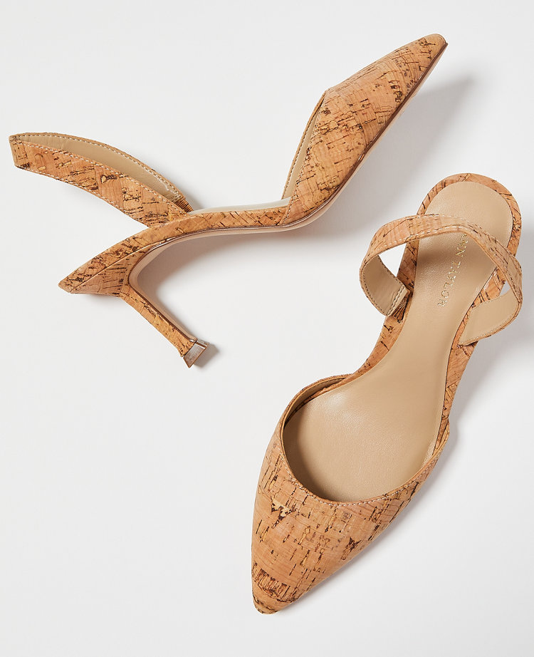 Marta Leather Cork Slingback Pumps