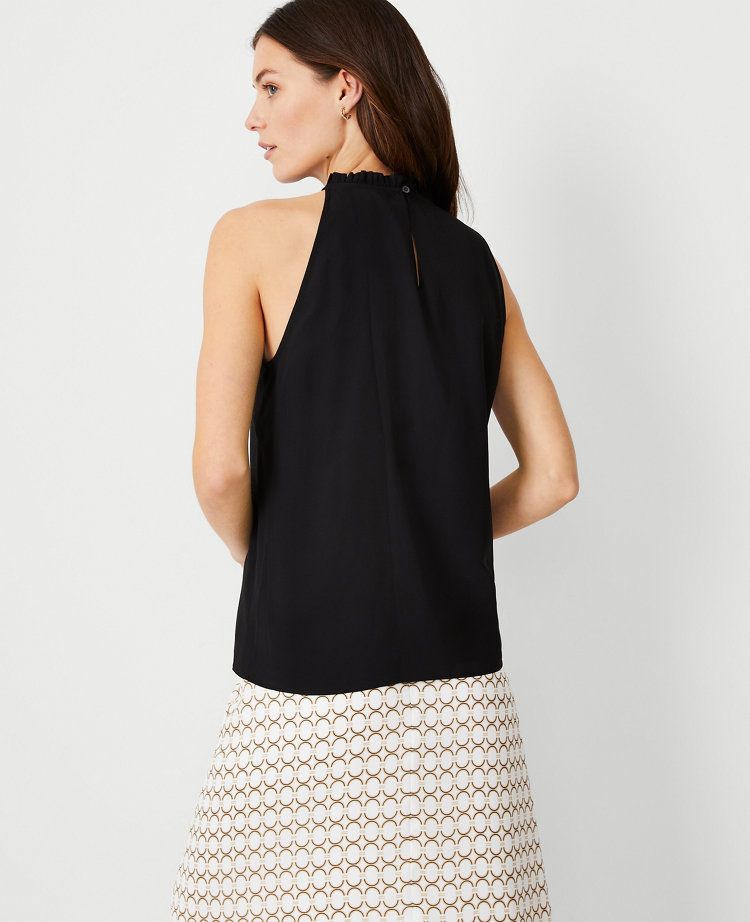 Petite Ruffle Smocked Neck Shell