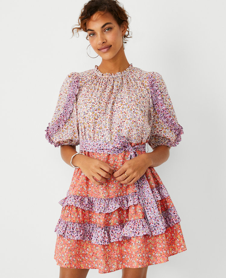 Petite Floral Ruffle Flare Dress
