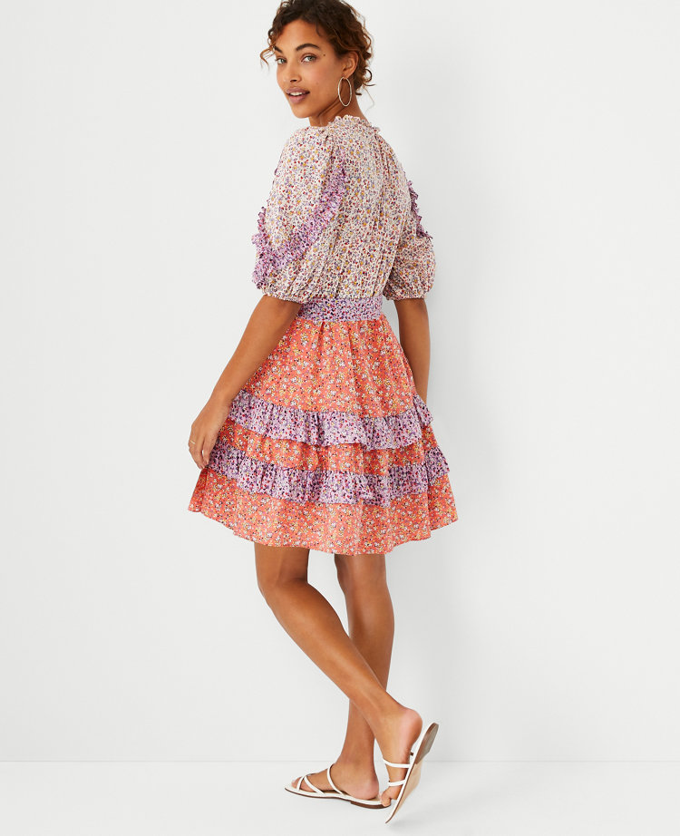Petite Floral Ruffle Flare Dress