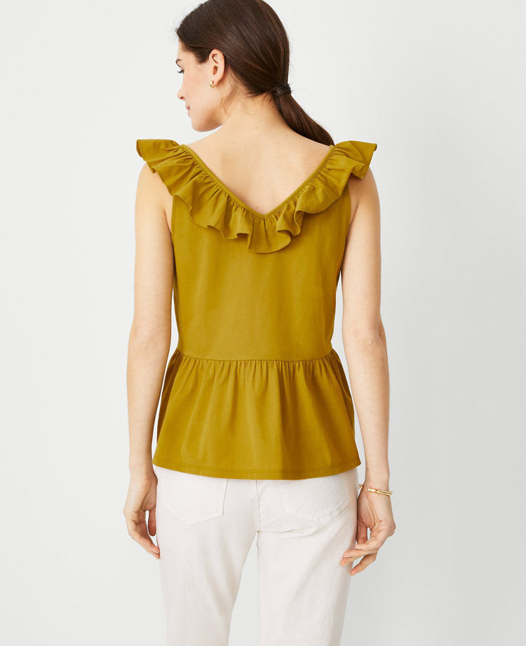 Petite Pintucked Ruffle Shell