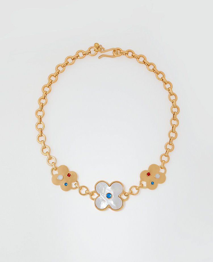 Jewel Studded Clover Statement Necklace