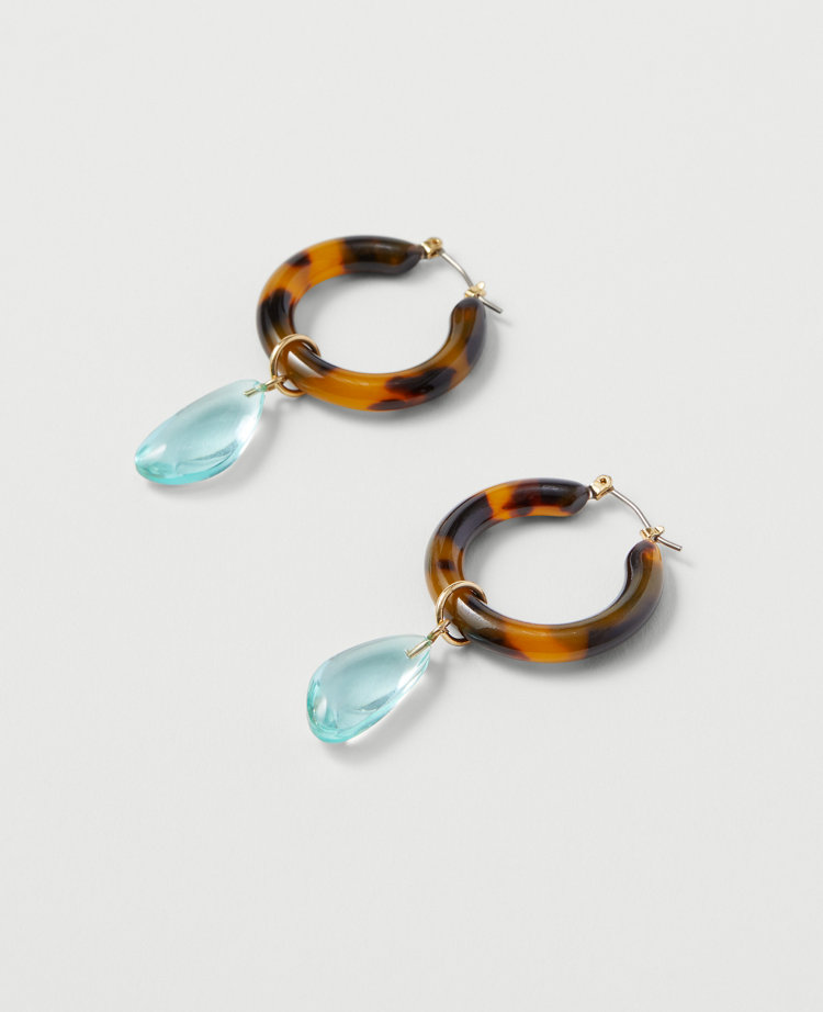 Tortoiseshell Print Beaded Hoop Earrings