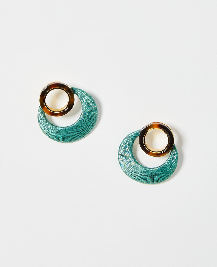 Thread Wrapped Circle Drop Earrings
