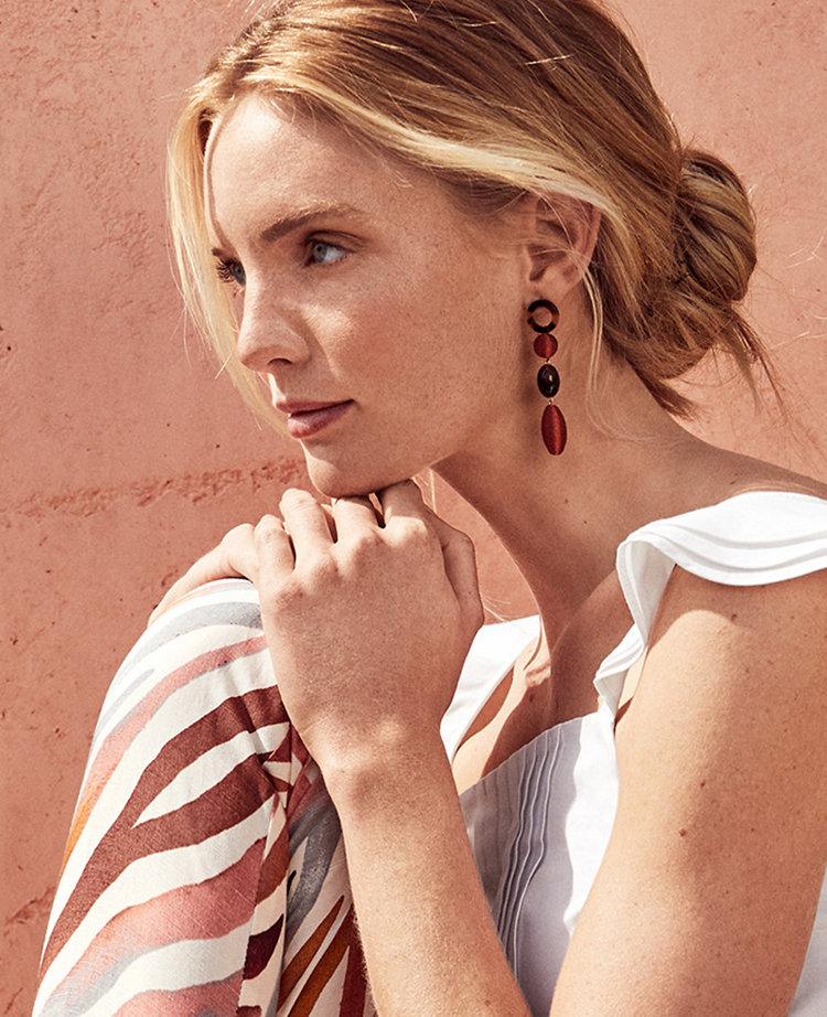 Thread Wrapped Tortoiseshell Print Ball Earrings