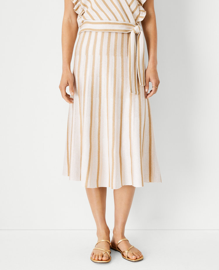 Petite Stripe Pleated Sweater Skirt