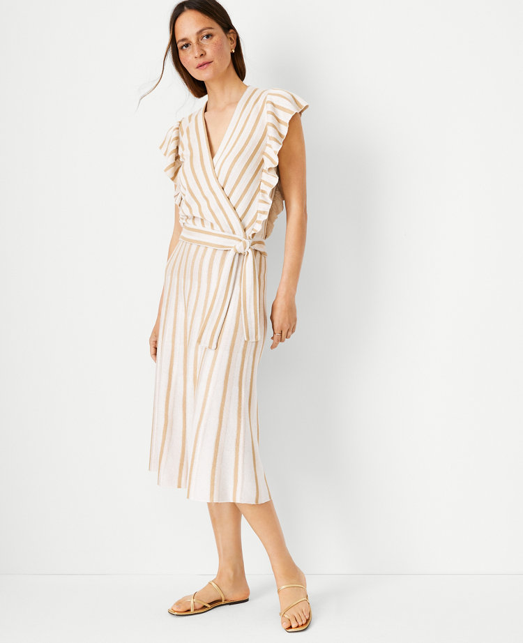 Petite Stripe Pleated Sweater Skirt