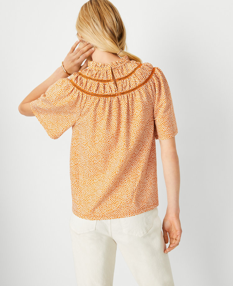 Petite Dot Cutout Flutter Sleeve Top