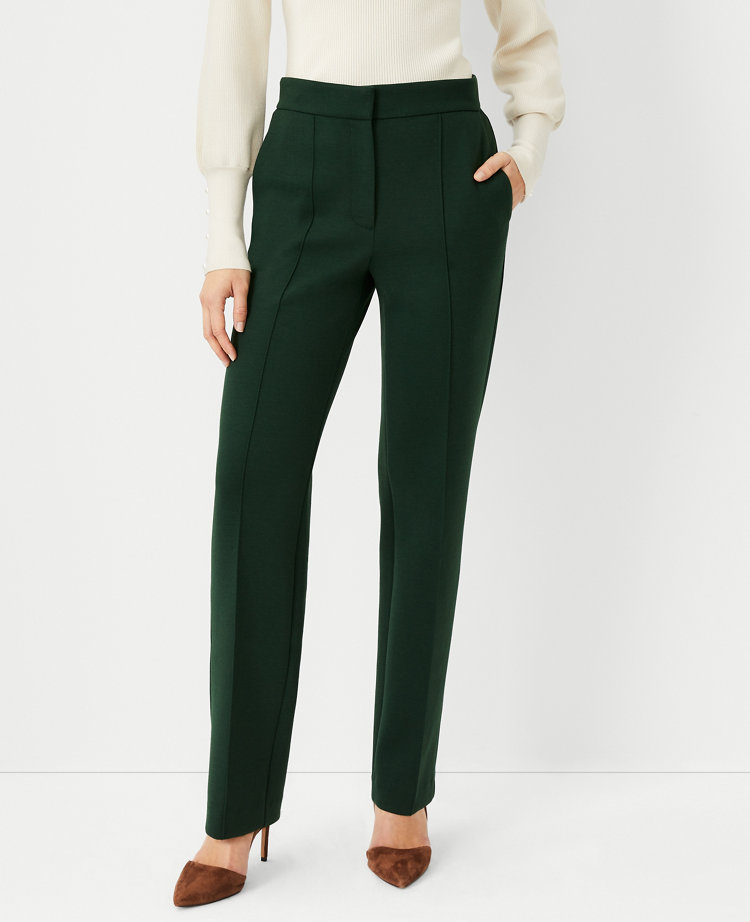 The Pintucked Straight Leg Pant in Double Knit
