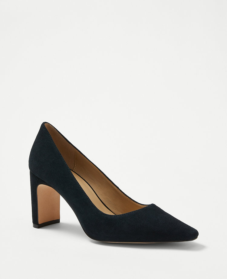 Suede Blade Heel Pumps