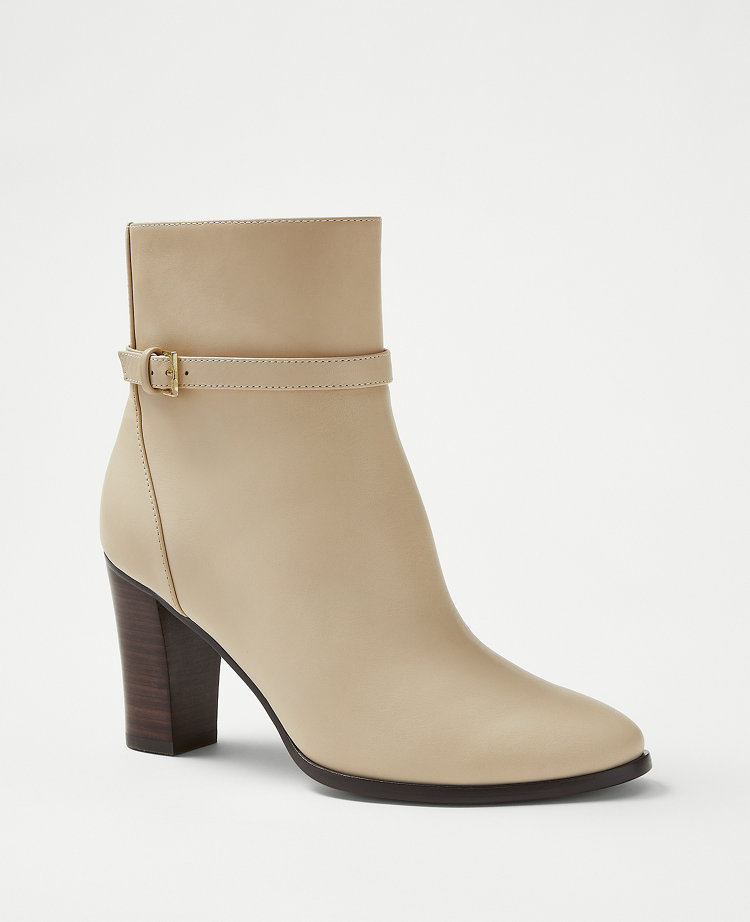 Buckle High Heel Leather Booties