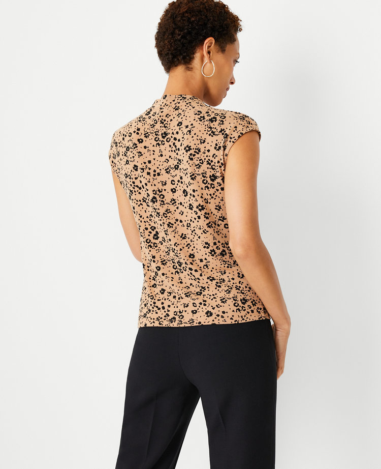 Petite Floral Mock Neck Shell