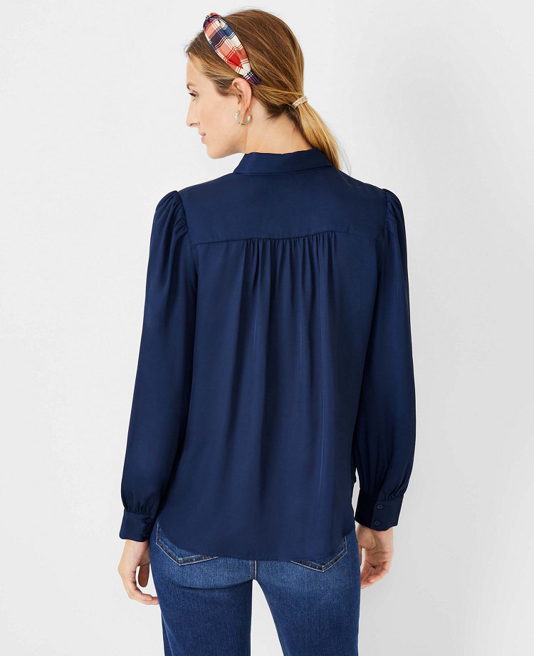 Petite Collared Button Down Blouse