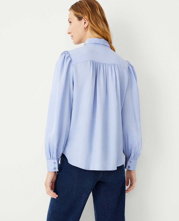 Petite Collared Button Down Blouse