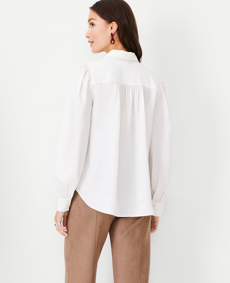 Petite Collared Button Down Blouse