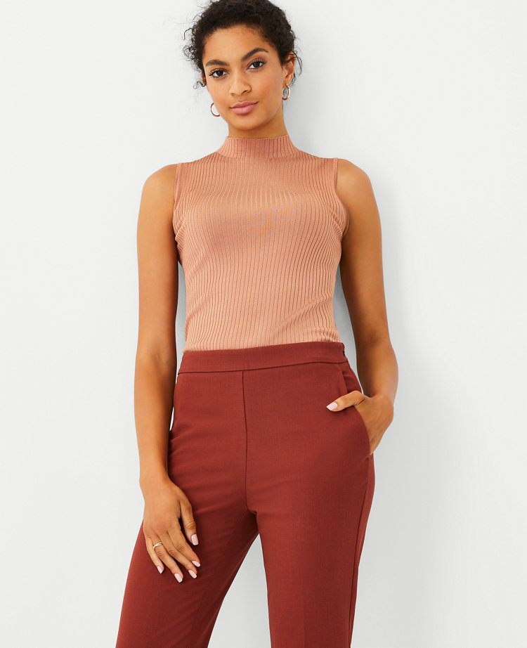 Petite Ribbed Mock Neck Sweater Shell