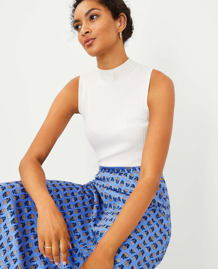 Ribbed Mock Neck Sweater Shell