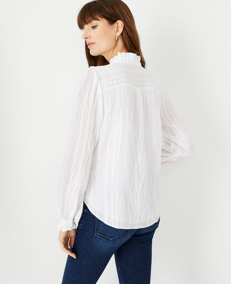 Stiped Ruffle Yoke Blouse