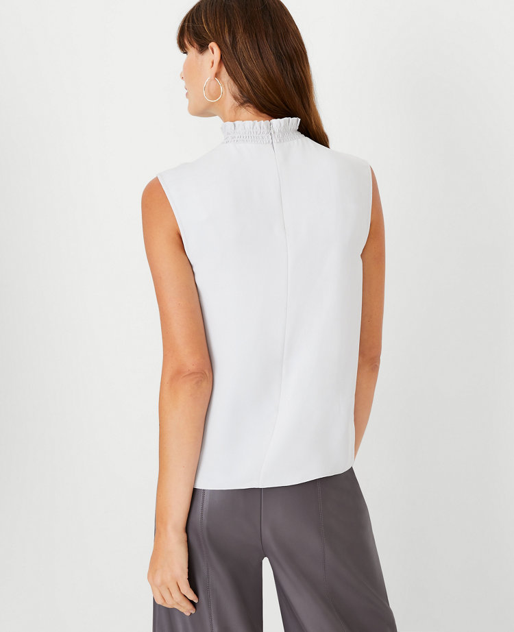 Smocked Mock Neck Shell