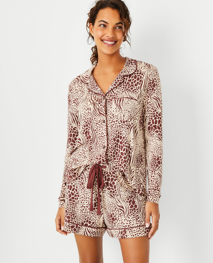 Mixed Animal Print Pajama Set