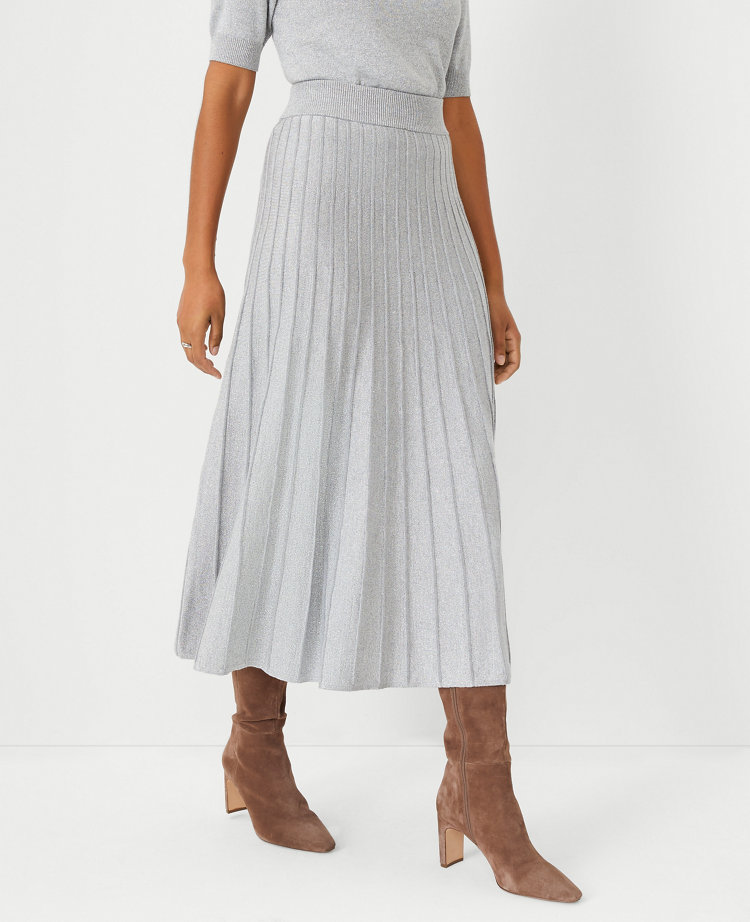 Shimmer Pleated Sweater Skirt