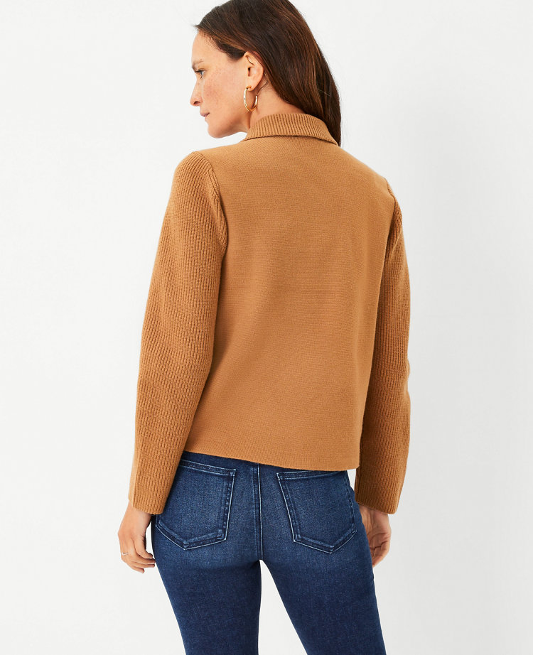 Faux Suede Moto Sweater Jacket