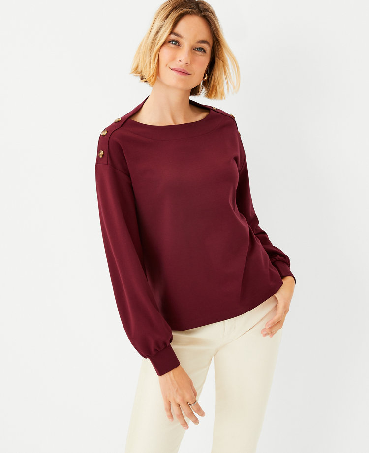 Petite Shoulder Button Sweatshirt