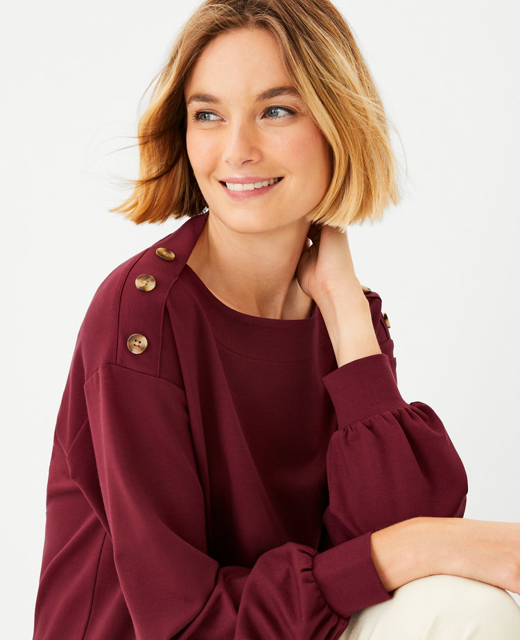 Petite Shoulder Button Sweatshirt