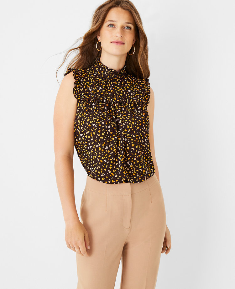 Petite Petaled Ruffle Yoke Shell