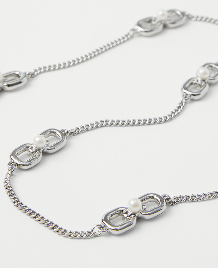 Pearlized Link Station Necklace