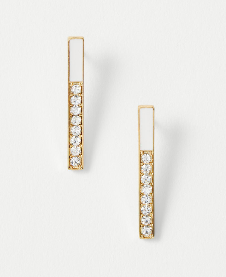 Enamel Pave Bar Stud Earrings