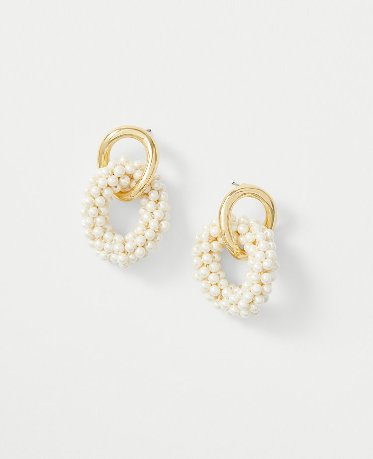 Pearlized Metal Link Drop Earrings