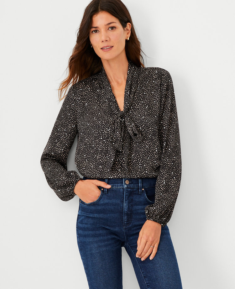 Starry Spotted Bow Blouse