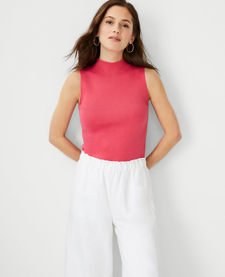 Ribbed Mock Neck Sweater Shell