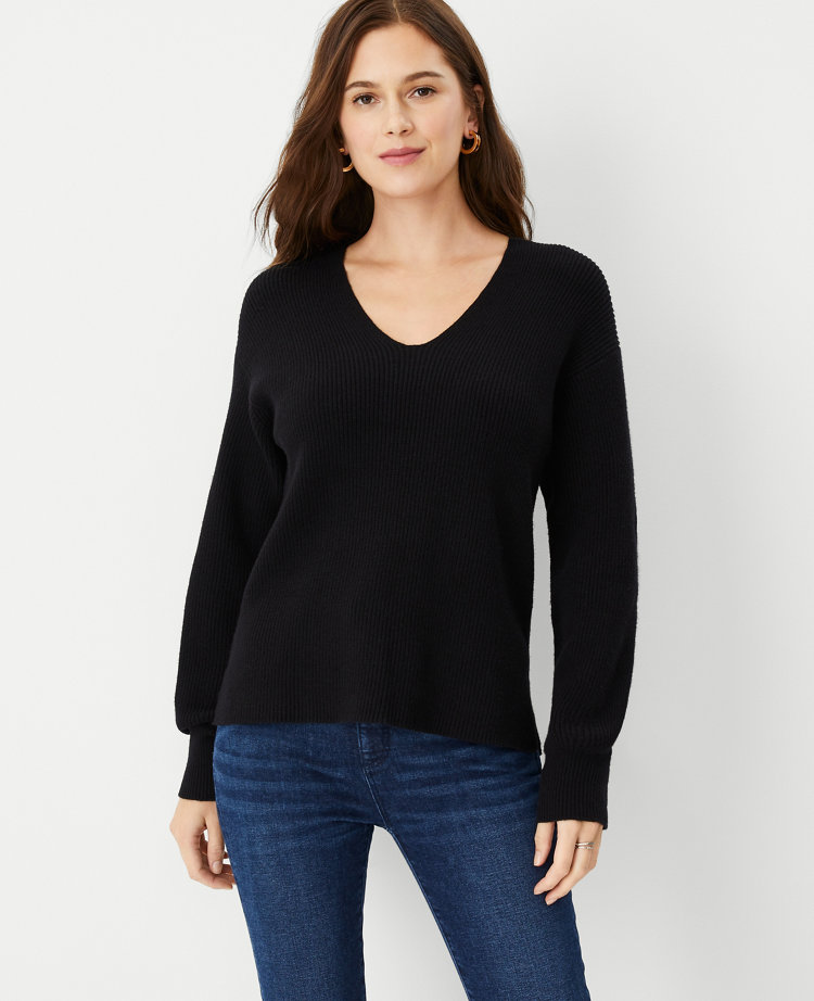 Ribbed V-Neck Sweater