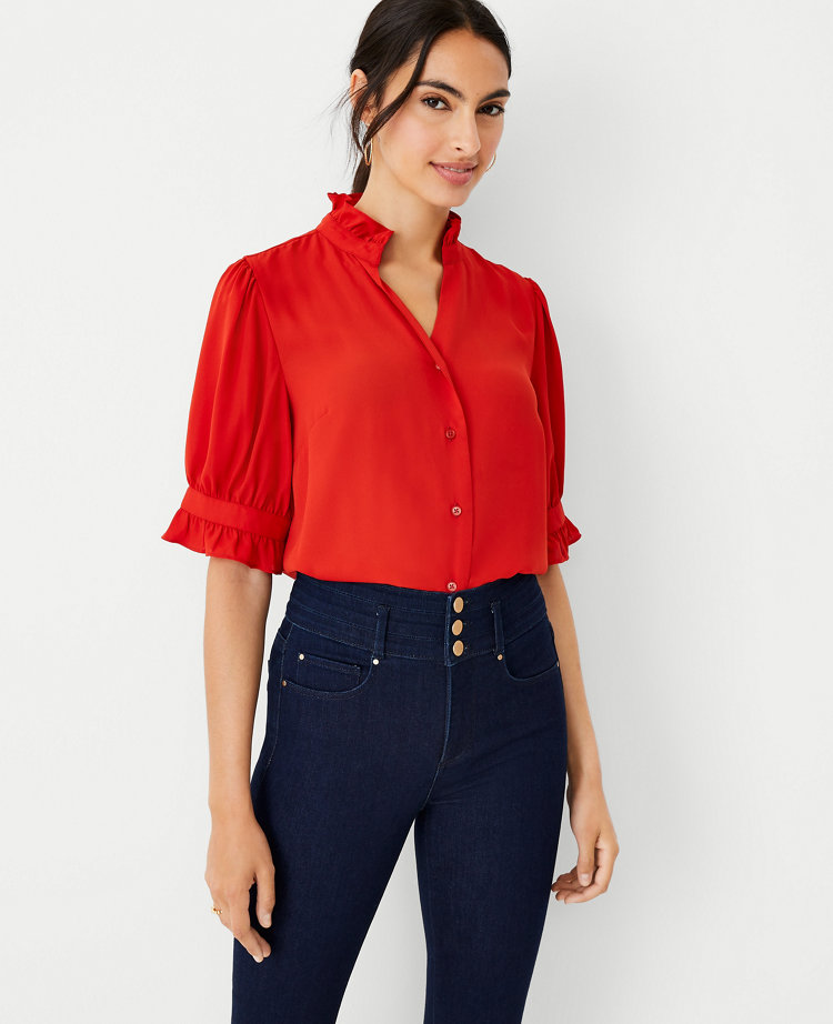 Ruffle Button Top