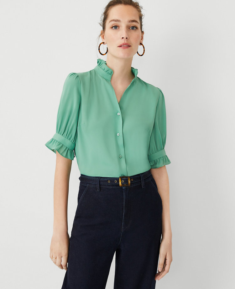 Ruffle Button Top