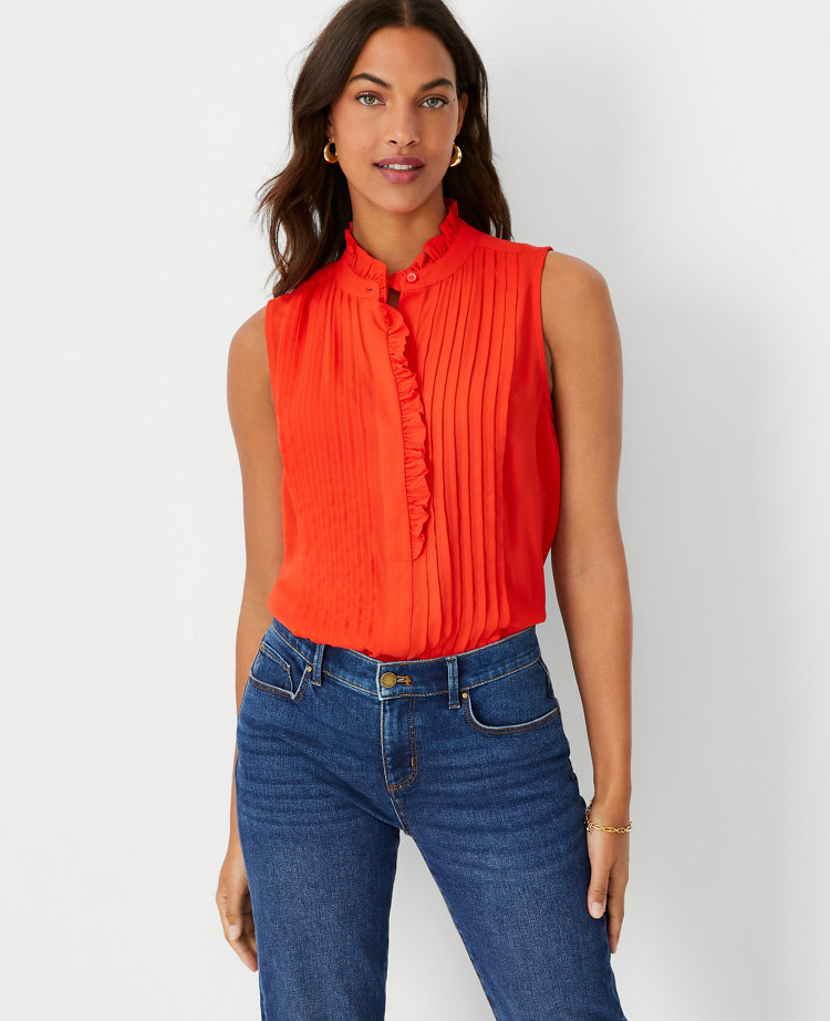 Ruffle Pintucked Popover Shell