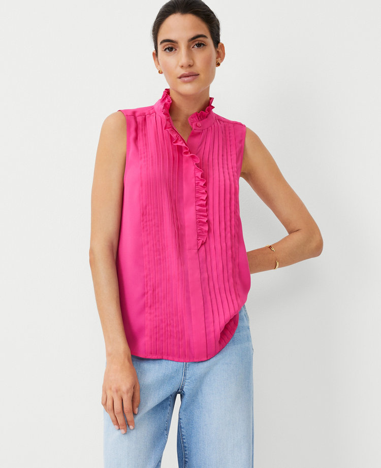 Ruffle Pintucked Popover Shell