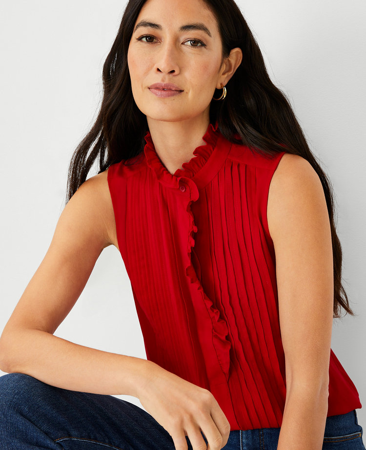 Ruffle Pintucked Popover Shell