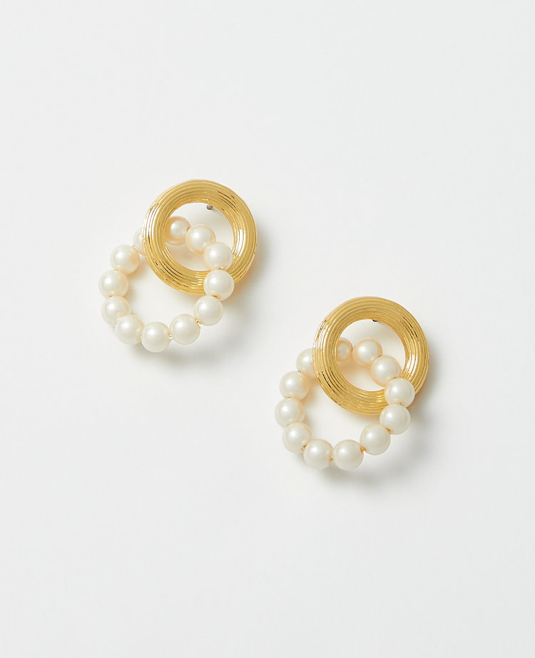 Pearlized Metal Link Drop Earrings