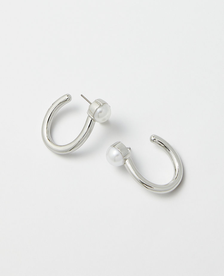 Pearlized Metal Loop Drop Earrings