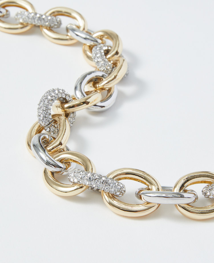 Mixed Metal Pave Necklace