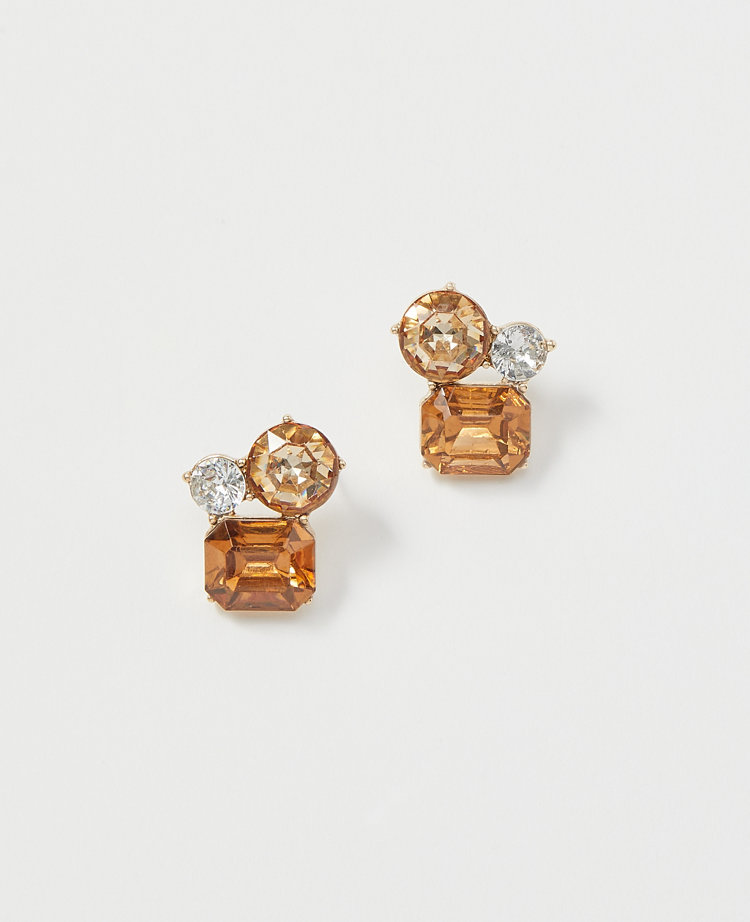 Triple Crystal Stud Earrings