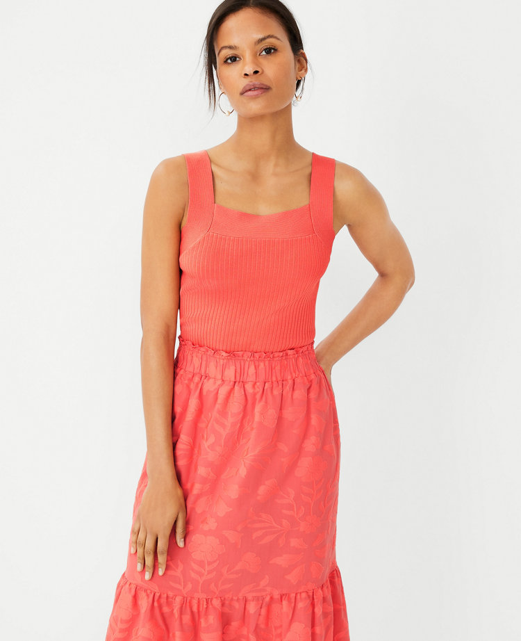 Ribbed Square Neck Sweater Shell